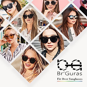 Br’Guras Polarized Oversized Fit over Sunglasses Over Glasses with Cat Eye Frame for Women&Men (Purple leopard, Black)
