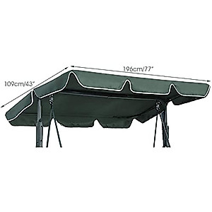 GLACER 77" x 43" Swing Canopy Replacement Porch Top Cover, Outdoor UV Block Sun Shade, Waterproof Swing Seat Furniture Cover for Outdoor Swing Chair, Ideal for Garden, Patio, Park, Yard (Green)