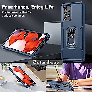 Oterkin for Samsung Galaxy A53 Case,A53 5G Case Military Grade Shockproof Protective Case with [360° Rotatable Ring Kickstand] [Tempered Glass Screen Protector] Heavy Duty Case for Samsung A53-Blue