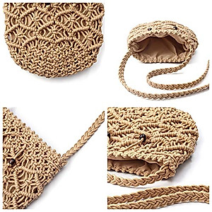 Ayliss Women Handwoven Crossbody Bag Summer Beach Woven Handmade Clutch Purse Weaving Casual shoulder Handbag(Light Brown)