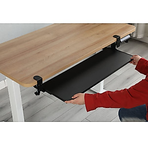 Keyboard Tray Under Desk - Adjustable Ergonomic Sliding Tray, 30.3 (Including Clamps) x 10 inch Large Slide-Out Platform Computer Drawer, Up to 3.1" Thick