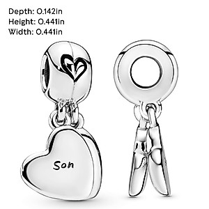Pandora Mother & Son Heart Split Dangle Charm - Compatible Moments Bracelets - Jewelry for Women - Gift for Women in Your Life - Made with Sterling Silver & Enamel