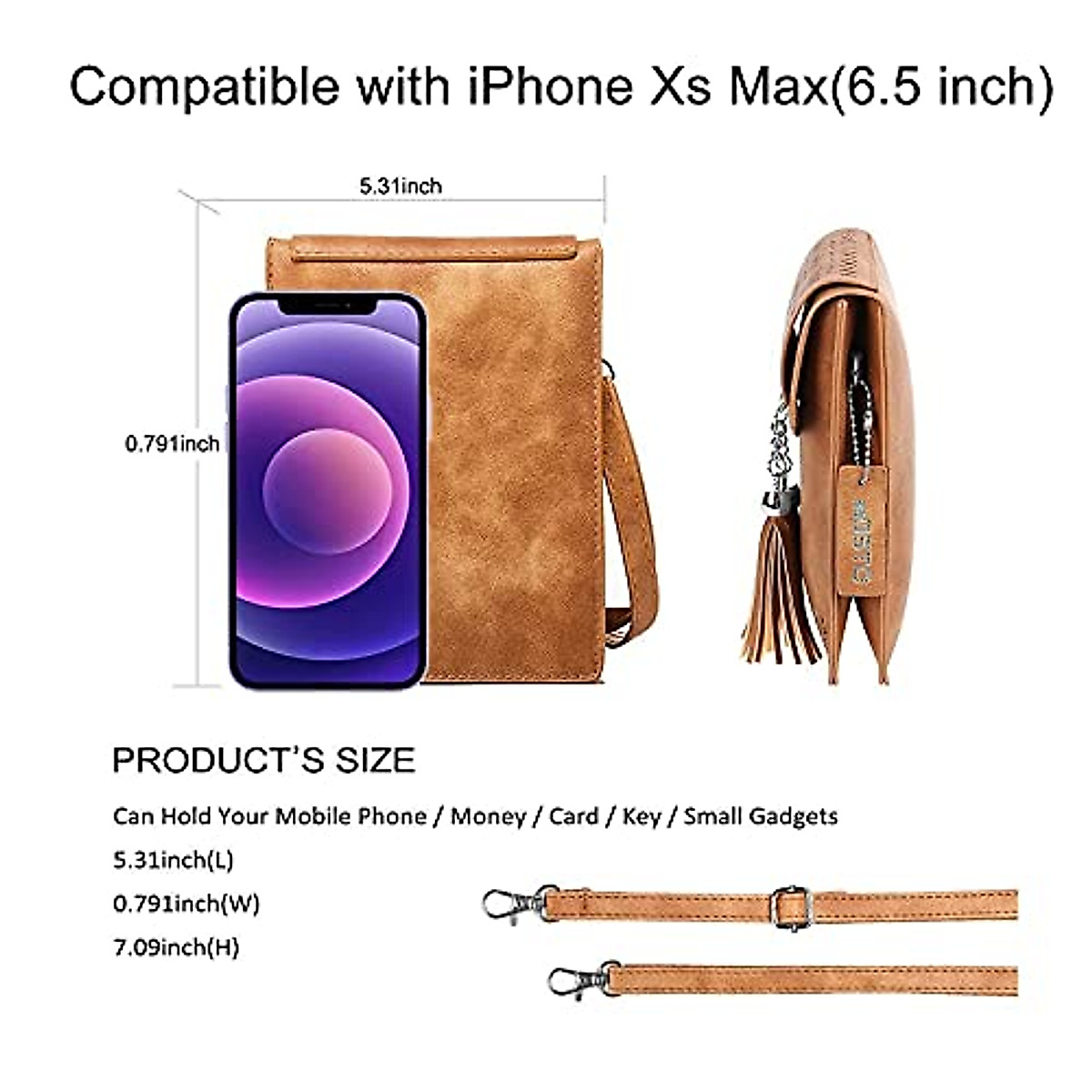 seOSTO Womens Small Crossbody Bag, Tassel Cell Phone Purse，Gifts For Teenage Girls