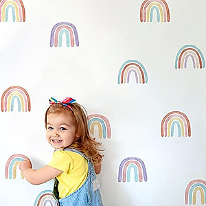 Rainbow Decor for Girls Bedroom, Boho Wall Decal, Nursery Wall Decal, Watercolor Rainbow Wall Stickers Mural for Kids Room Bedroom Nursery Room