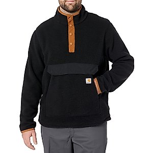 Carhartt mens Relaxed Fit Pullover (Big & Tall) Fleece Jacket, Black, Large Big Tall US