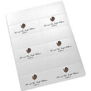 Thanksgiving Turkey Printable Place Cards, Set of 60 (10 Sheets), Laser & Inkjet Printers - Wedding, Party, Dinner, and Special Events - Made in the USA