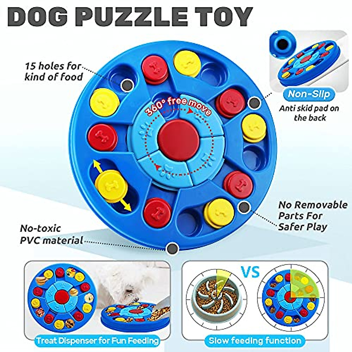 Joansan Dog Puzzle Toys Interactive Puzzle Game Dog Toy for Smart Dogs IQ Stimulation Treat Puzzle Toy for Dogs Treat Training,Puzzle Slow Feeder to Aid Pets Digestion (Advanced Level 2-3)