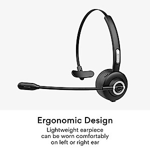 MEE audio H6D Bluetooth Wireless Headset with Boom Microphone and Charging Dock, Black