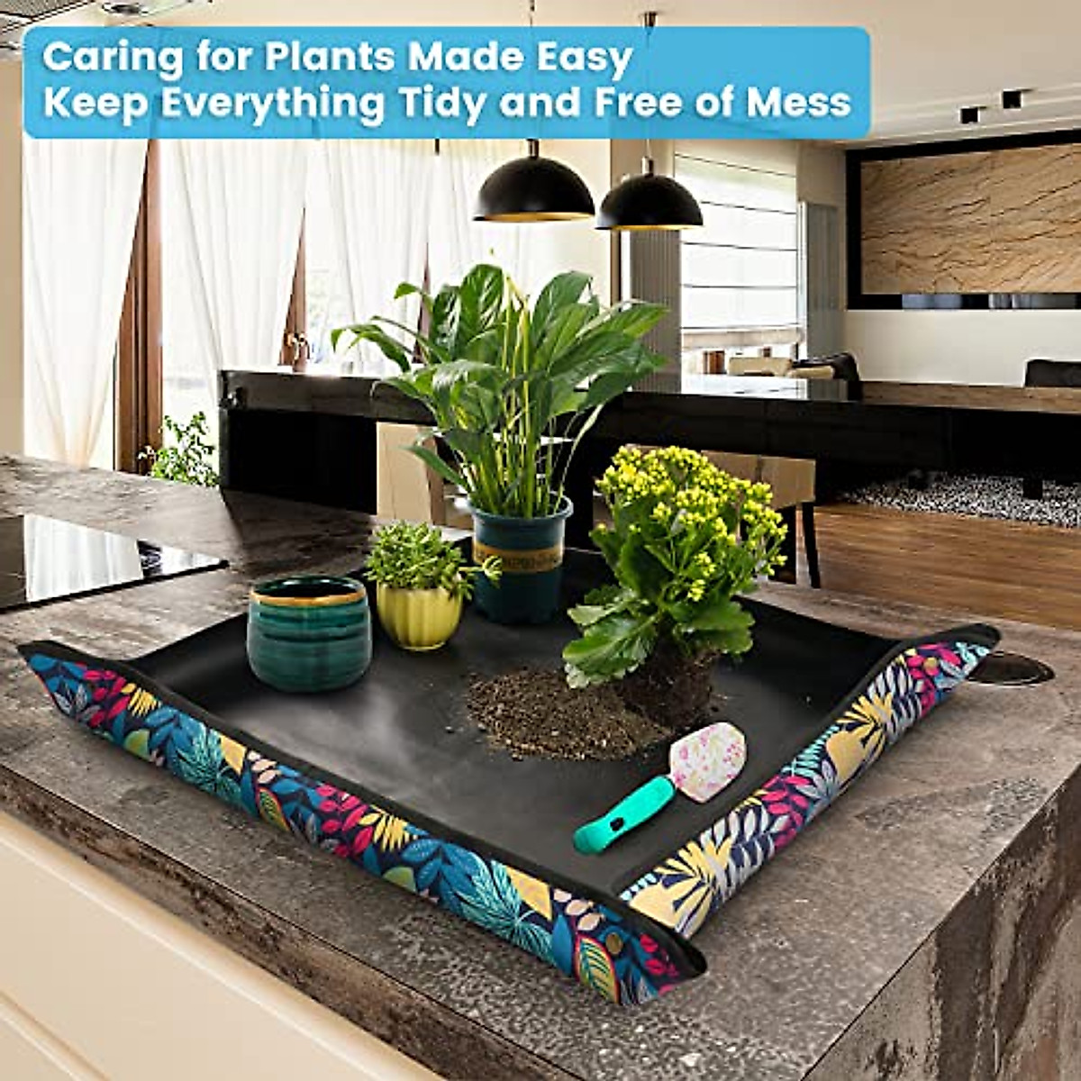 Waterproof Potting Mat for Indoor Plant Transplanting and Dirt Control, Gardening Gifts for Women, Birthday Gifts for Plant Lovers, Thick Foldable Repotting Mat Succulent Gardening Mat 29.5"x29.5"