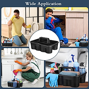 Wesiti 6 Pcs Cleaning Tool Carry Caddy with Handle Plastic Shower Basket Caddy Storage Boxes Cleaning Supplies Organizer for Spray Bottles Brush Sponge Home Office, Black