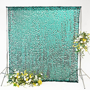 Efavormart 8ft x 8ft Hunter Emerald Green Big Payette Sequin Curtains Photo Booth Backdrop with Rod Pocket Photo Booth Backdrops Photography Background Drapes for Birthday Wedding Party