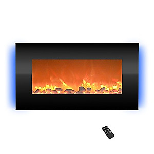 Northwest Electric Fireplace-Wall Mounted with 13 Backlight Colors Adjustable Heat and Remote Control-31 inch (Black), 31"