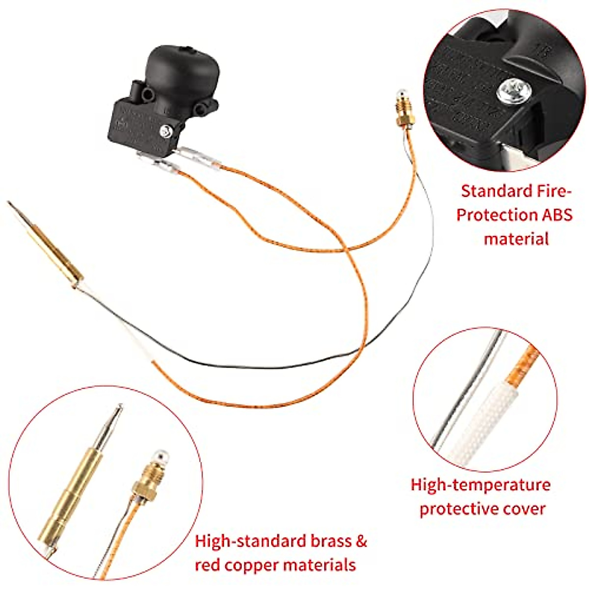 NEWREACH Thermocouple and Tilt Switch for Outdoor Patio Heater, Dump Switch for Propane Gas Patio Heater Pyramid Style Tower Heater Firesense Heater, Tilt Switch and Thermocouple Sensor Kit for Winter