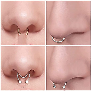 D.Bella 16G 10mm Surgical Steel Nose Septum Horseshoe Hoop Eyebrow Lip Navel Belly Nipple Piercing Ring 10mm Helix Tragus Daith Rook Earrings Replacement Spikes