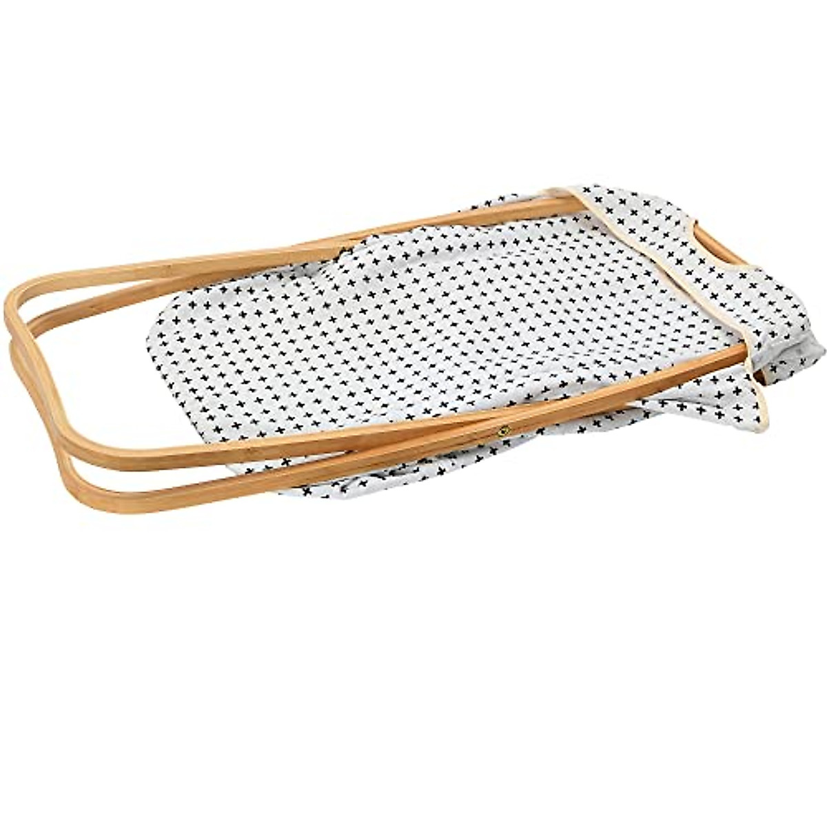Household Essentials Bamboo X Frame Hamper with Cross Pattern, Black and White