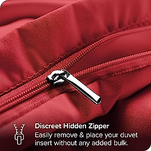 Bare Home Duvet Cover Queen Size - Premium 1800 Super Soft Duvet Covers Collection - Lightweight, Cooling Duvet Cover - Soft Textured Bedding Duvet Cover (Queen, Red)