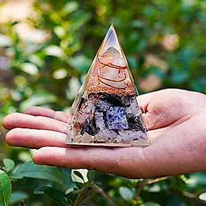 New Inspirational Orgonite Pyramid for Success | Rainbow Moonstone Orgone Pyramid for Anti-stress - Calmness – Growth – Strength – Healing Crystal Gemstone Pyramid