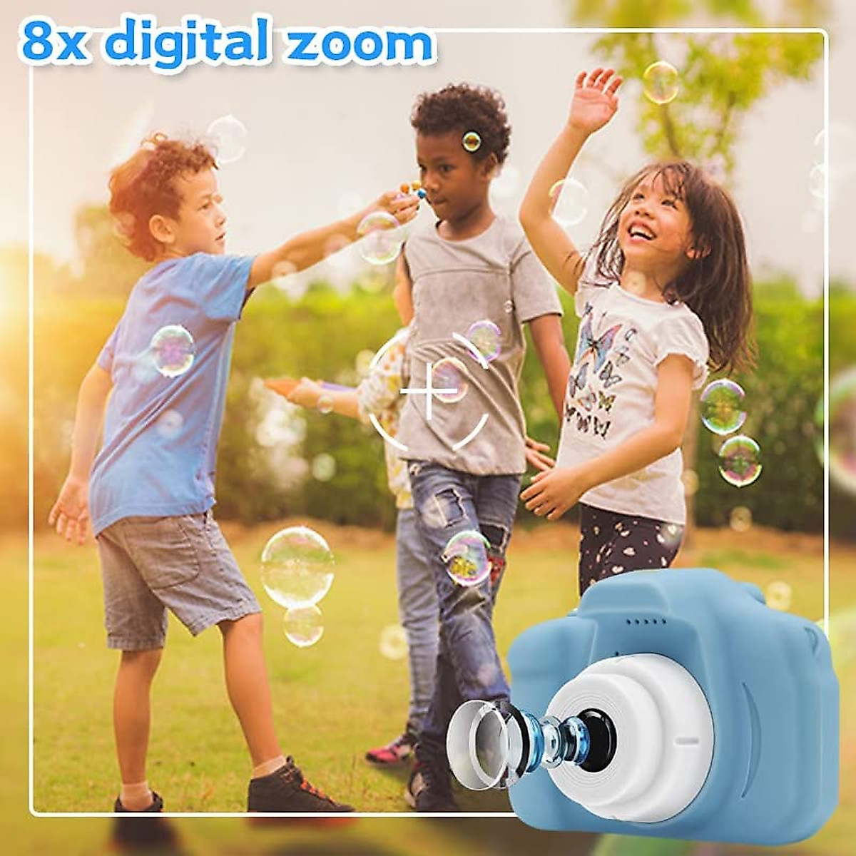 Kids Camera, 1080P Video 2.0-inch Screen Front and Rear Camera Digital Cameras for Boys and Girls Gift Age 3-9 Years,Blue
