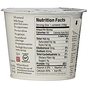 siggi's Icelandic Strained Nonfat Yogurt, Plain, 5.3 oz. Single Serve Cup – Thick, Protein-Rich Yogurt Snack