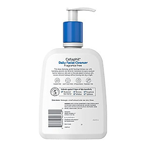 Cetaphil Face Wash, Daily Facial Cleanser for Sensitive, Combination to Oily Skin, NEW 16 oz, Fragrance Free,Gentle Foaming, Soap Free, Hypoallergenic