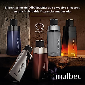 Malbec Intenso Eau De Toilette by O Boticário, Cologne For Men, Long Lasting Men's Fragrance, French Oak Barrel-Aged Red Wine & Woody Fresh Scent, 3.4 Ounce