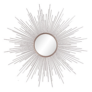 Patton Wall Decor Champagne Rays Sunburst Metal Framed Mirror, 36", Gold