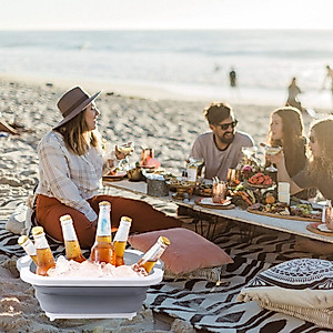 Collapsible Dish Tub Folding Laundry Tub Washing Basin Camping Dish Washing tub Portative Wash Dish Basin for RV Sink, Vegetable, Fruit, Food Sink with Drain Plug Carry Handles Large Capacity 9L…