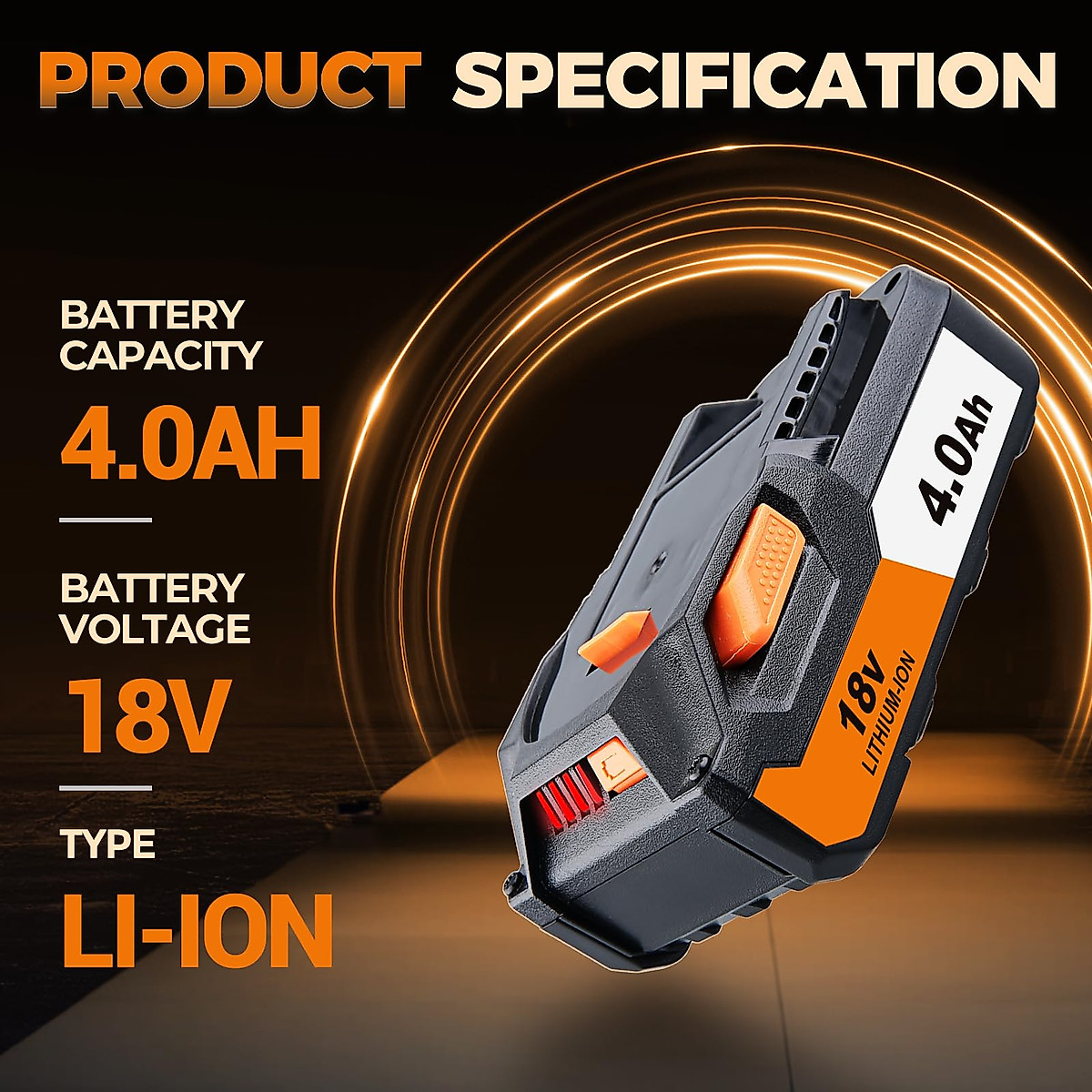 GROWFEAT 2Pack 4.0Ah Lithium-ion Replacement for Ridgid 18V Battery R840085 R840089 R840087 R840086 R840085 R840084 R840083 AC840085 AC840086 AC840087P for 18V Tools