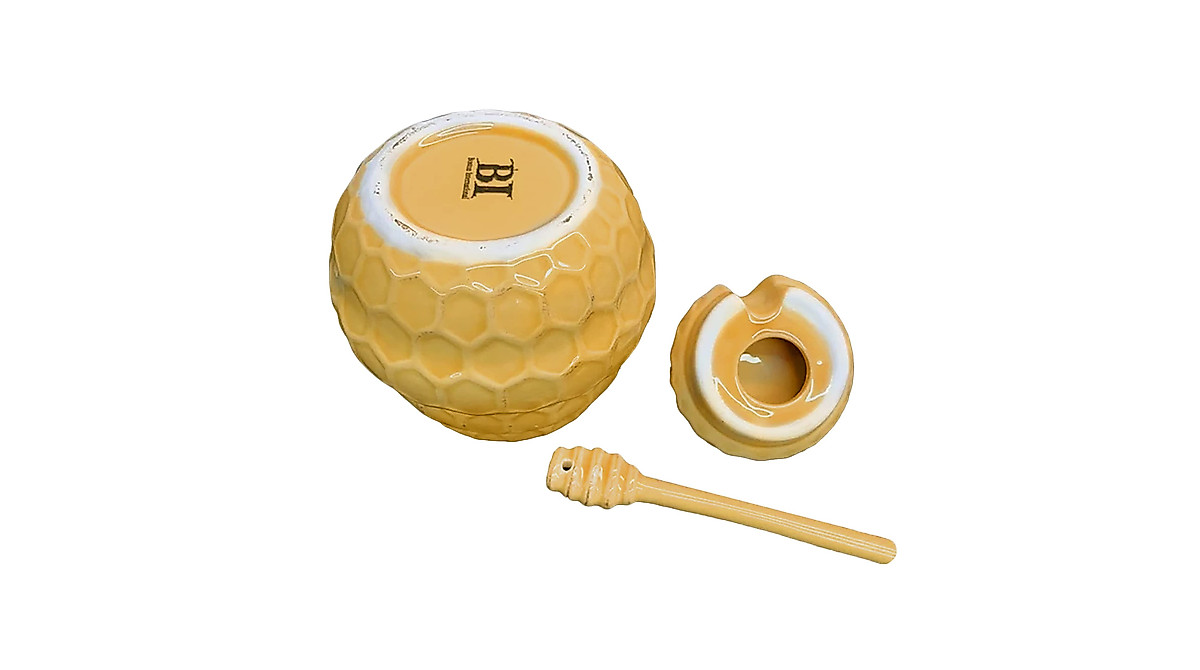 Boston International Honey Pot & Dipper Set - Honeycomb Style