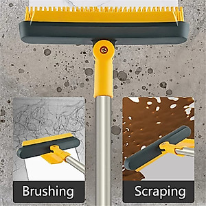 2 In 1 Silicone Pet Hair Remover Broom Premium Rubber Brooms for Floor Cleaning With Long Handle for Home Cleaning Yellow-green