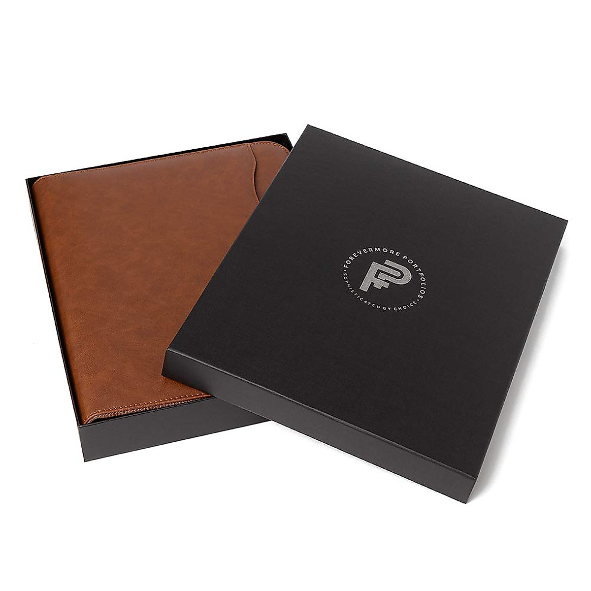 Forevermore Portfolios Portfolio Organizer - 3 Ring Binder with Notepad - 1.5 Inch Rings - Zippered Storage Pockets for Papers, Travel Documents, Presentation Folder, Cards, Passport, Tickets - Brown