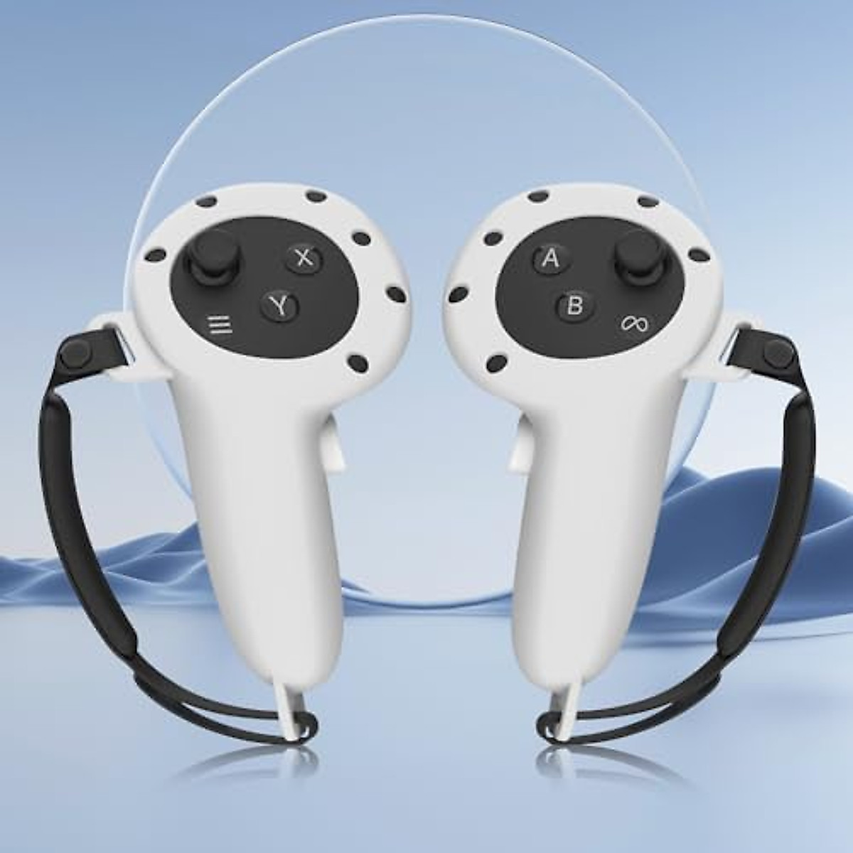 AZURAOKEY 1 Pair Silicone Controller Grips Cover Compatible with Meta Quest 3 Accessories, Anti-Shock Anti-Fall with Adjustable Strap Left &Right for Meta Quest 3 Controller Grips