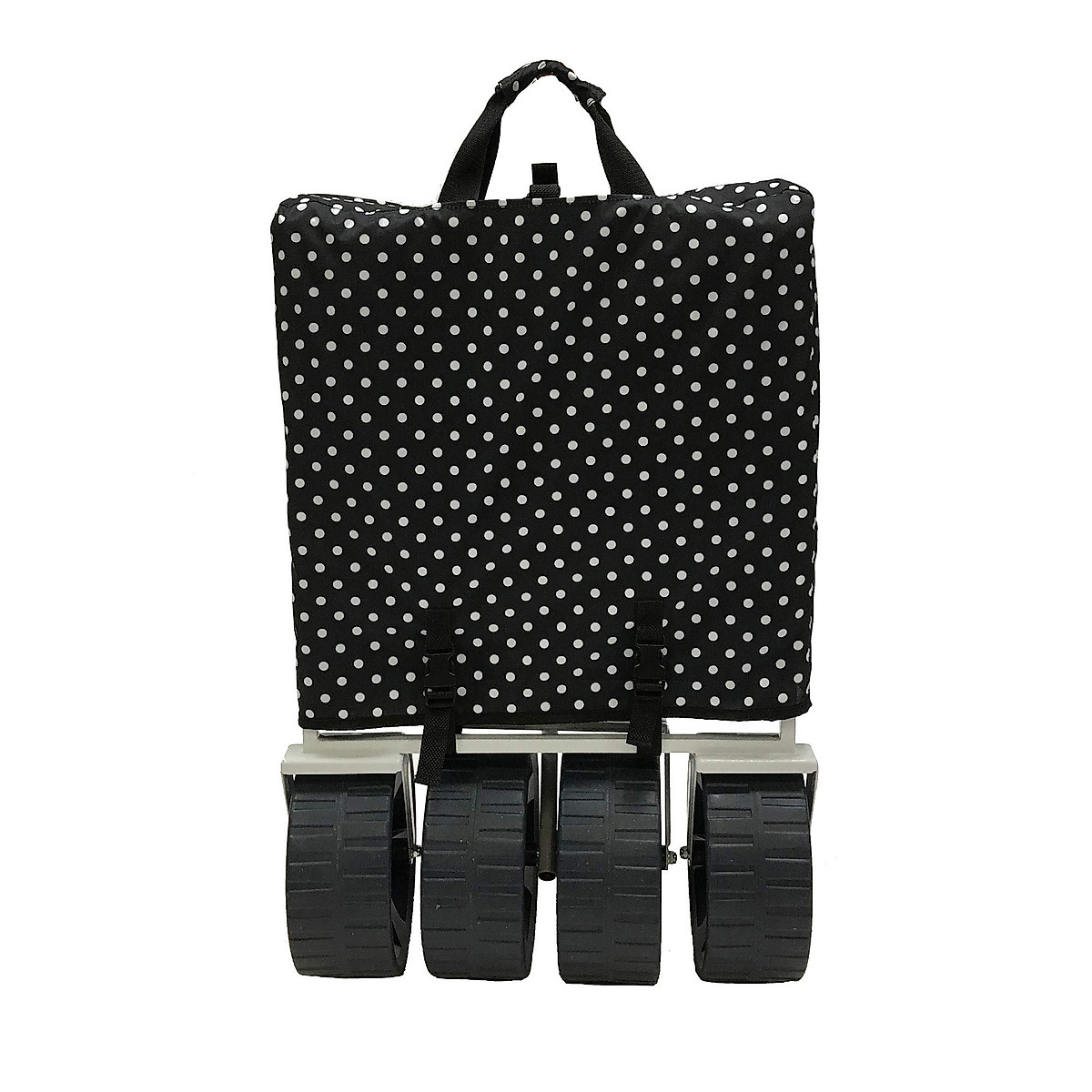 MacSports Heavy Duty Steel Frame Collapsible Folding 150 Pound Capacity Outdoor Beach Garden Utility Wagon Cart with 4 All Terrain Wheels, Black Dots