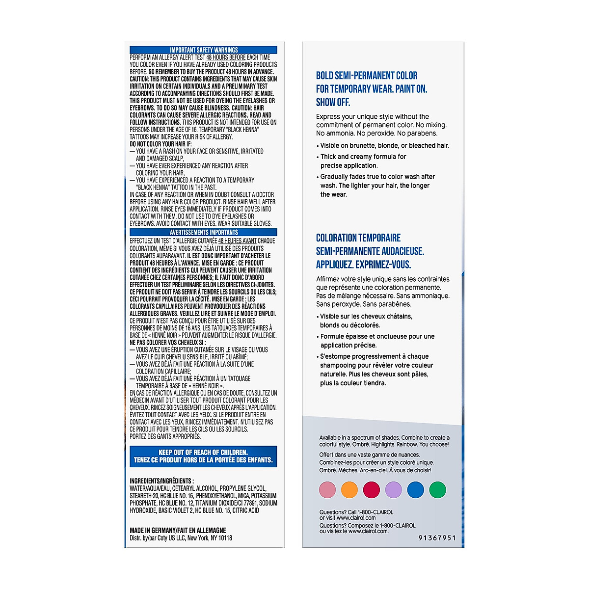 Clairol Color Crave Semi-Permanent Hair Dye, Indigo Hair Color, 1 Count