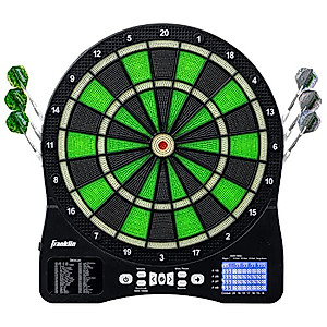 Franklin Sports Light Up Electronic Dart Board Set - LED Soft Tip Electric Dartboard with Digital Scoreboard - Adults + Kids Set - (6) Darts Included, Black/Green, 15"