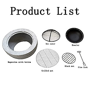 LEAYAN Garden Fire Pit Grill Bowl Grill Barbecue Rack Backyard Patio Garden Fireplace BBQ Grill Firepit Bowl Outdoor Fire Pit Table Outdoor Heaters & Fire Pits with Grill Grate