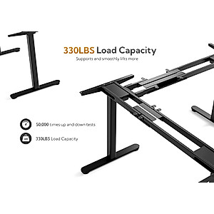 Claiks Triple Motor 63" L Shaped Standing Desk with Drawers, Electric Standing Desk Adjustable Height, Corner Stand up Desk with Splice Board, Black Frame/Rustic Brown Top