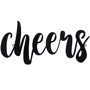Cheers Wall Decor Cheers Sign Metal Bathroom Cheers Sign for Home, Office, Living Room Decoration, Black