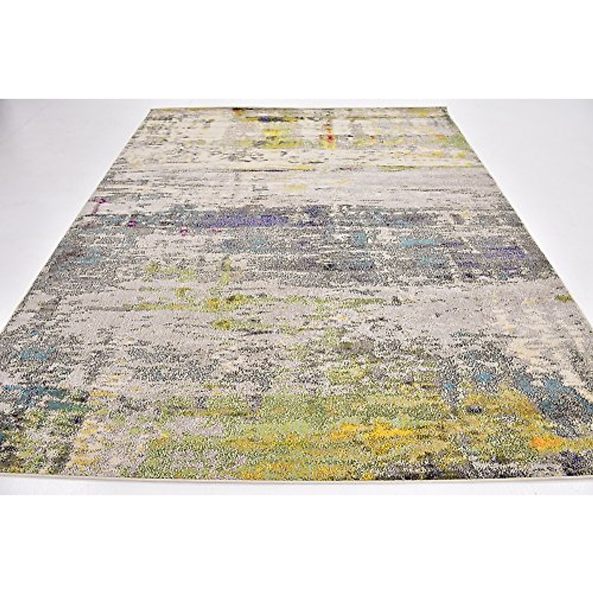 Unique Loom Chromatic Collection Modern Rustic & Vibrant Abstract Area Rug for Any Home Décor, 8 ft x 10 ft, Beige/Gray