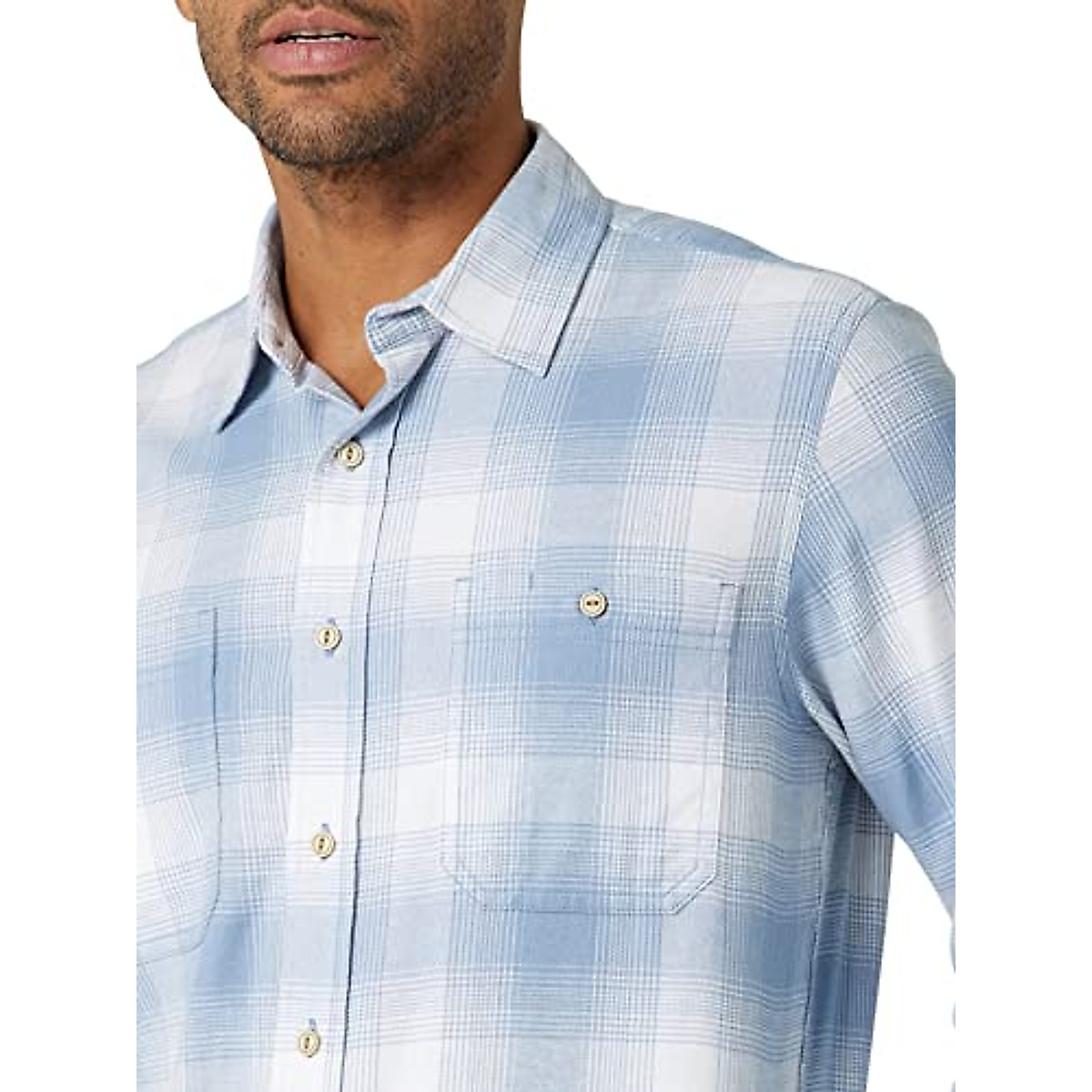 Wrangler Authentics Men's Cloud Flannel Woven Shirt, Faded Denim, Large