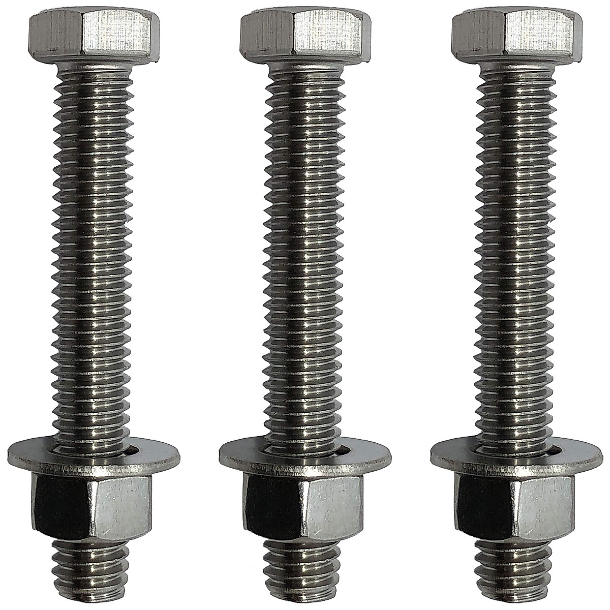 1/2" -13 x 5. 304-STAINLESS Steel Bolts, Nuts & WASHERS - 18-8 HEX Head Bolt - 304 Grade. General Purpose - Bolts + Nuts + Washers - 1/2 in x 5 in (10)