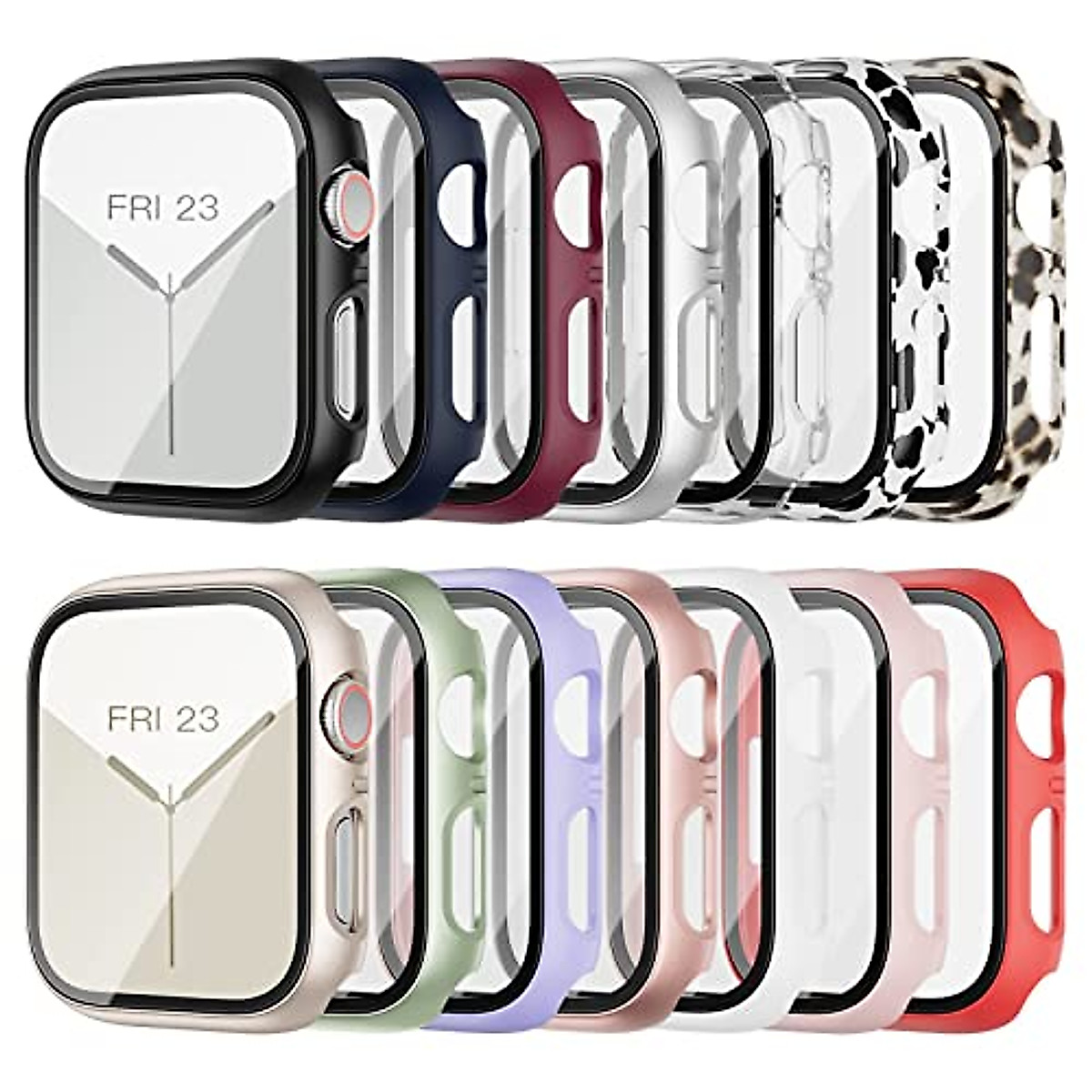14 Pack Apple Watch Case with Tempered Glass Screen Protector for Apple Watch SE 44mm Series 6/5/4,Anotch Full Coverage Hard PC Protective Cover HD Ultra-Thin Guard Bumper for iWatch 44mm Accessories