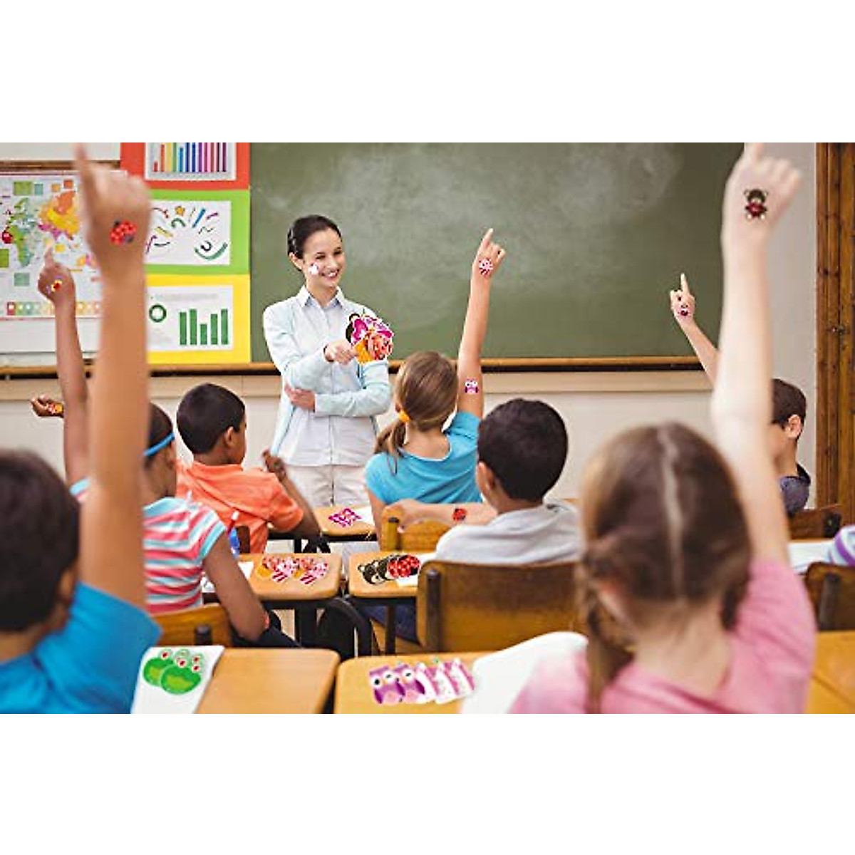 CUALFEC Valentine's Day Cards for Kids Valentines Cards Set with Temporary Tattoos and Envelopes Perfect Choice for Classroom Gift 8 Different Cute & Adorable Designs - 48 Pack