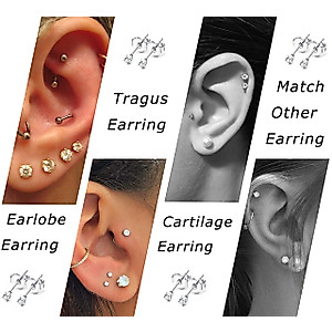 LOLIAS 18 Pairs Tiny Stud Earrings Small Stainless Steel Cartlidge Ear Studs Set for Multiple Piercing Hypoallergenic 2MM CZ Earrings for Men Women Mini Round Ball Earrings