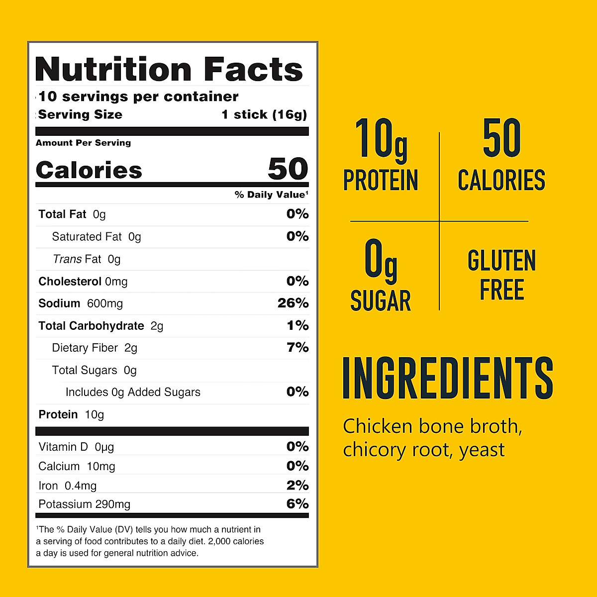 LonoLife Chicken Bone Broth Sticks: 10g Protein, Keto-Friendly, 10 Portable Servings