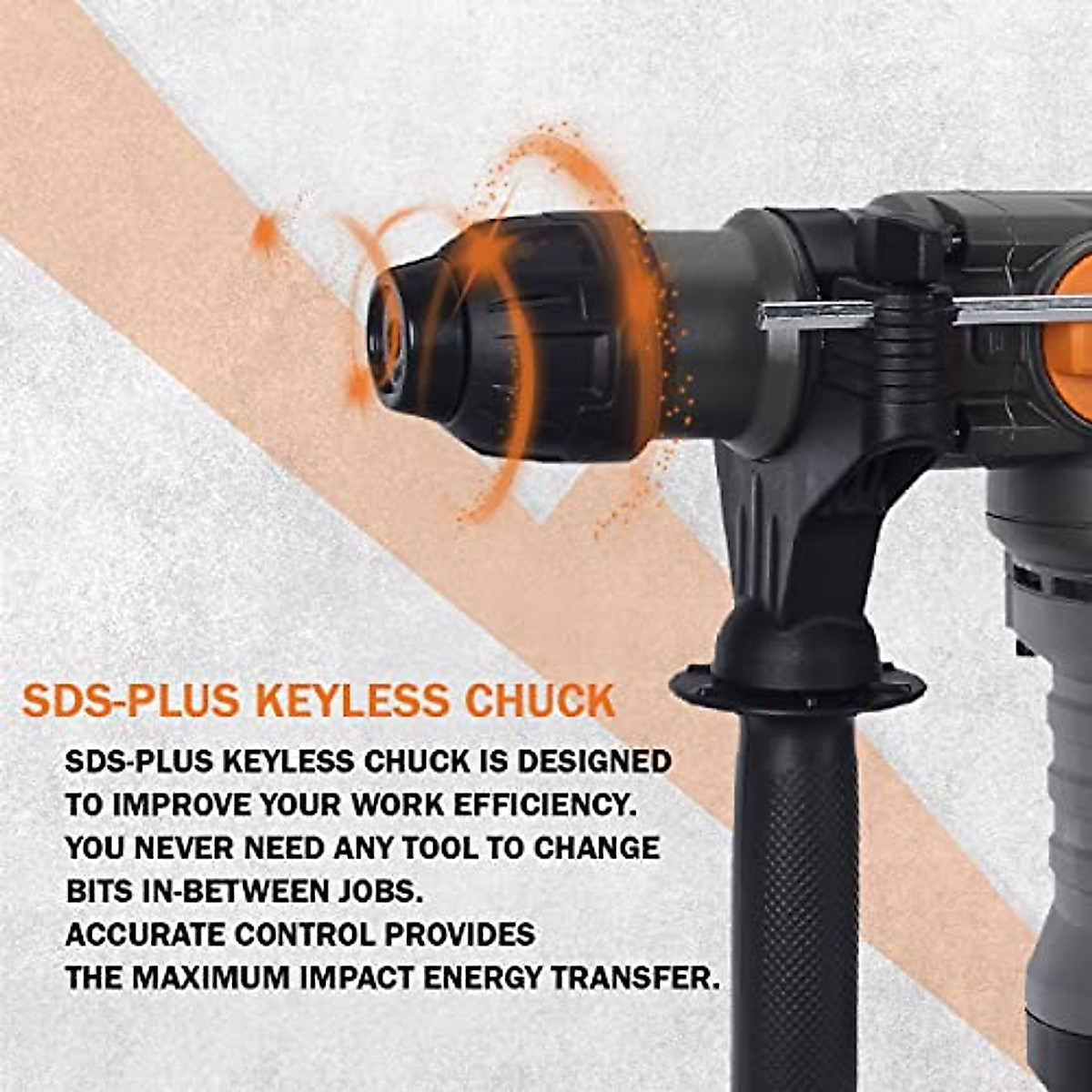 KSEIBI Variable Speed Rotary Hammer Drill 1-1/4 inch, SDS Plus Demolition Hammer for Concrete Drill 13Amp, 4 Functions Reduced Vibration System