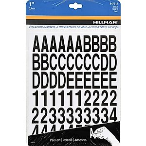Hillman 847212 1-Inch Die-Cut Letters/Numbers Kit, Black