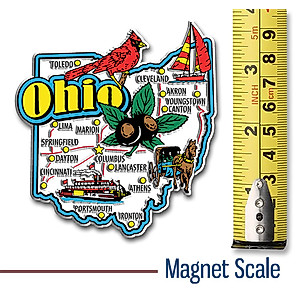 Ohio Jumbo State Magnet by Classic Magnets, 3.3" x 3.6", Collectible Souvenirs Made in The USA