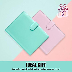 Sooez A5 Notebook Binder, 6 Ring Planner with Stylish Design, Loose Leaf Personal Organizer Binder Cover with Magnetic Buckle Closure, PU Leather Binder for Women with Macaron Colors (Pink)