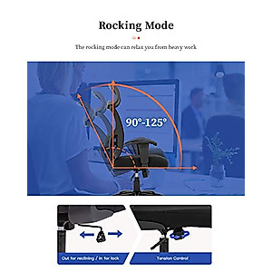 Big and Tall Office Chair Ergonomic Chair 400lbs Wide Seat Executive Desk Chair with Lumbar Support Adjustable Armrest Headrest High Back Mesh Computer Chair Rolling Swivel Task Chair(Black)